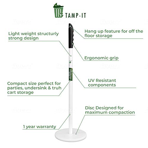 TAMP-IT Mighty Mini Manual Trash Compactor Frees Up Space in Bins, Receptacles, Dumpsters Reduce Trips to Dispose Trash Cost Effective (12" T- 7 1/2" D)