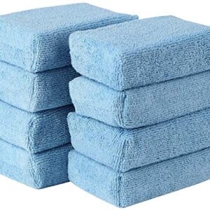 AIDEA Microfiber Applicator Pads-8PK, Microfiber Sponge, Car Wash Pads, Cleaning Pads, Great for Applying Wax, Sealants & Other Conditioners-Blue