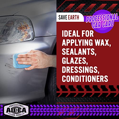 AIDEA Microfiber Applicator Pads-8PK, Microfiber Sponge, Car Wash Pads, Cleaning Pads, Great for Applying Wax, Sealants & Other Conditioners-Blue