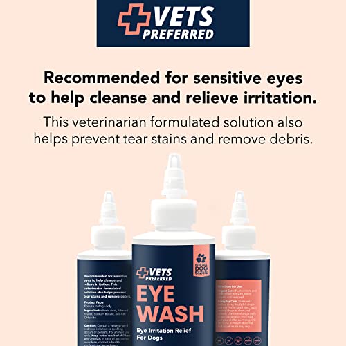 Vets Preferred Eye Cleaner for Dogs - Dog Eye Wash Drops for Infection & Tear Stain Remover - Improves Allergy Symptoms, Infections & Runny Eyes - Dog Eye Drops Rinse for Every Dog - 4 Oz