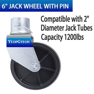 YEOPGYEON Jack Wheel with Pin 6 Inch - Capacity 1200lbs fits Any Jack Better Soft Ground Roll Trailer Parts