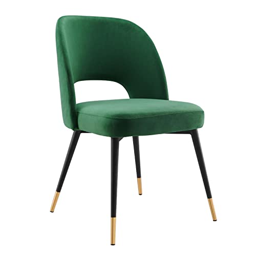 Modway Rouse Performance Velvet Dining Side Chair in Emerald