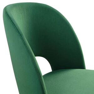 Modway Rouse Performance Velvet Dining Side Chair in Emerald