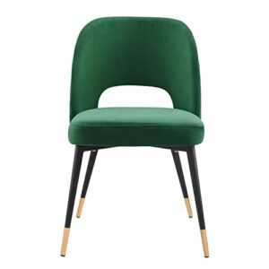 Modway Rouse Performance Velvet Dining Side Chair in Emerald