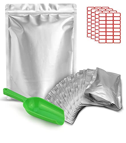 ProPremium 50 Mylar Bags 1 Gallon - Extra Thick 7.4 Mil - 10"x14" Airtight Vacuum Sealing Sealable Mylar Bags for Long Term Food Storage - Odor Free Heat Resistant - Light and Moisture Proof Fresh Saver Packs