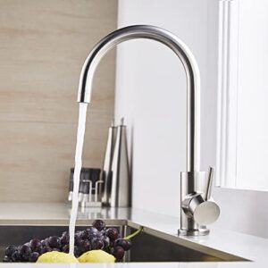 trywell single hole kitchen faucet prep bar sink tap one handle lever brushed solid stainless steel 360 rotating gooseneck cold hot mixer water