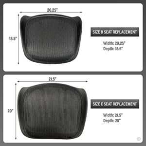 Replacement Seat for Herman Miller Classic Aeron Size B Medium (Black Mesh)