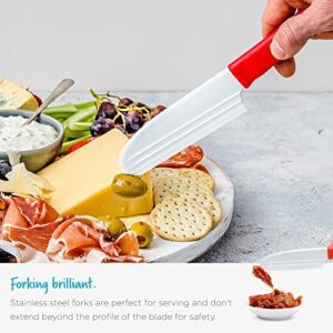 Dreamfarm Knibble Lite | Non-Stick Cheese Knife with Stainless Steel Forks | Multi-Functional Kitchen Knife with Unique Ridged Blade | Perfect for Slicing, Spreading, and Serving | Red