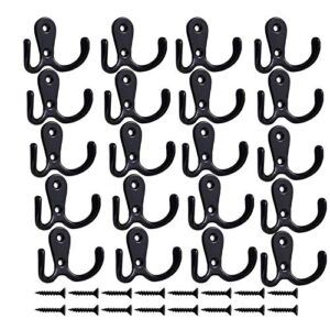 mzizi dco 20 pcs,coat hooks wall mount,metal double hooks with 40 screws,wall single hooks hanging robe towel key jackets clothes bag hat …