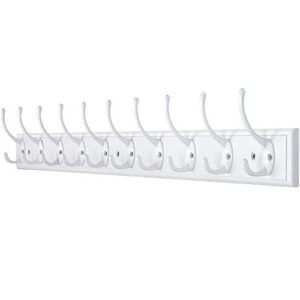 webi coat rack wall mounted,10 hooks,38 1/4’’ long,wood coat hooks wall mounted,coat hanger wall hook rack,jacket hooks for hanging coats,clothes,hats,white