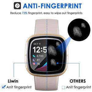 Liwin (4-Pack 3D Screen Protectors Compatible with Fitbit Sense/Versa 3, Full Coverage Screen Protector Protective Cover Saver for Sense and Versa 3 Smartwatch