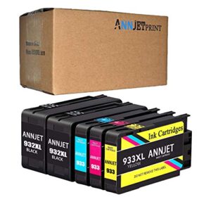 5 Pack Compatible Ink Cartridge Replacement for HP 932XL 933XL Combo, Work with HP Officejet 6700 6600 6100 7612 7610 7110 (2 Black, 1 Cyan, 1 Magenta, 1 Yellow), 5-Pack