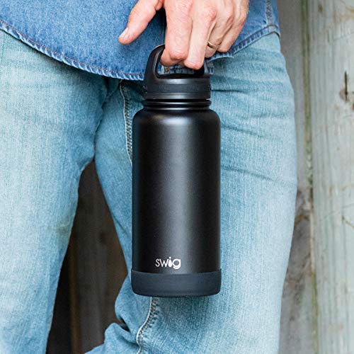 Swig Life 30oz Triple Insulated Stainless Steel Wide Mouth Water Bottle with Handle, Dishwasher Safe, Double Wall, Vacuum Sealed, Reusable Thermos in Black Walnut Print