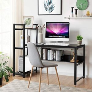 Tangkula 59-Inch Computer Desk with Bookshelf, Home Office Desk with Storage Bookshelf, Metal Frame & Adjustable Foot Pads, Space Saving Computer Workstation Study Writing Desk