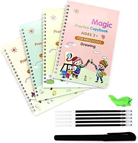 Magic Practice Copybook for Kids, Number Tracing Book for Preschoolers, Magic Calligraphy Copybook Set Practical Reusable Writing Tool for Kid Calligraphic Letter Writing Drawing Mathematics