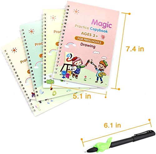 Magic Practice Copybook for Kids, Number Tracing Book for Preschoolers, Magic Calligraphy Copybook Set Practical Reusable Writing Tool for Kid Calligraphic Letter Writing Drawing Mathematics