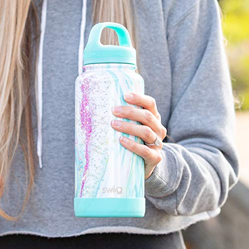 Swig Life 30oz Triple Insulated Stainless Steel Wide Mouth Water Bottle with Handle, Dishwasher Safe, Double Wall, Vacuum Sealed, Reusable Thermos Party Animal Print