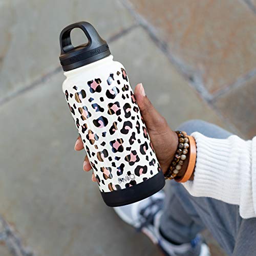 Swig Life 30oz Triple Insulated Stainless Steel Wide Mouth Water Bottle with Handle, Dishwasher Safe, Double Wall, Vacuum Sealed, Reusable Thermos Party Animal Print