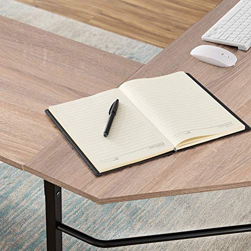 VECELO Computer Desk L Shaped with CPU Stand/PC Laptop Study Writing Table Workstation for Home Office Wood & Metal,Oak,66"