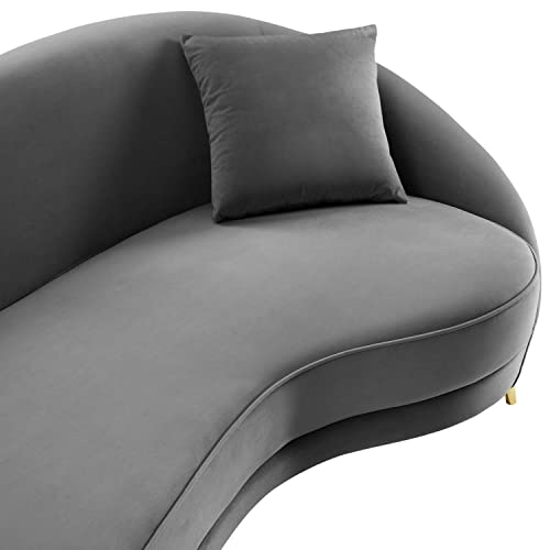 Modway Echo Curved Back Performance Velvet Sofa in Gray