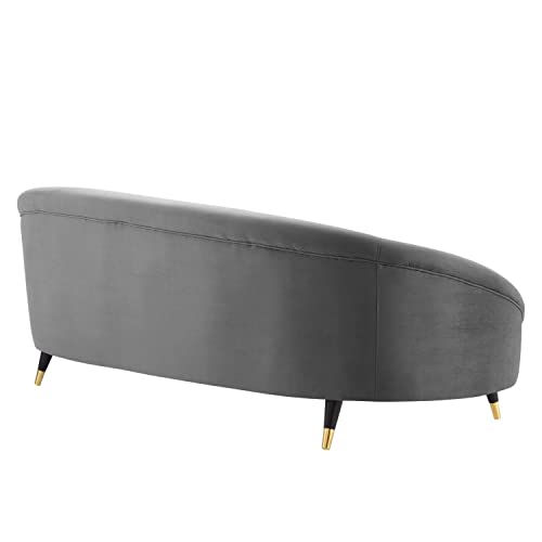 Modway Echo Curved Back Performance Velvet Sofa in Gray