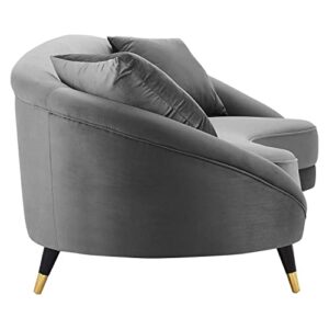 Modway Echo Curved Back Performance Velvet Sofa in Gray