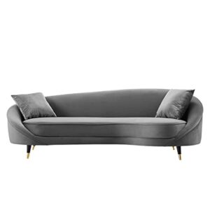 Modway Echo Curved Back Performance Velvet Sofa in Gray