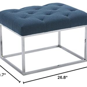 Amazon Brand – Rivet Mid-Century Modern Tufted Ottoman Stool with Metal Base, 26.8"W, Juniper