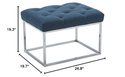 Amazon Brand – Rivet Mid-Century Modern Tufted Ottoman Stool with Metal Base, 26.8"W, Juniper