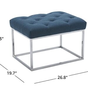 Amazon Brand – Rivet Mid-Century Modern Tufted Ottoman Stool with Metal Base, 26.8"W, Juniper