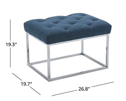 Amazon Brand – Rivet Mid-Century Modern Tufted Ottoman Stool with Metal Base, 26.8"W, Juniper