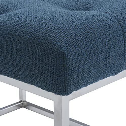 Amazon Brand – Rivet Mid-Century Modern Tufted Ottoman Stool with Metal Base, 26.8"W, Juniper