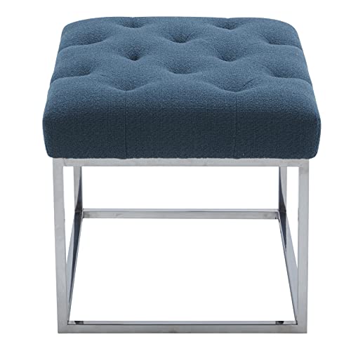 Amazon Brand – Rivet Mid-Century Modern Tufted Ottoman Stool with Metal Base, 26.8"W, Juniper