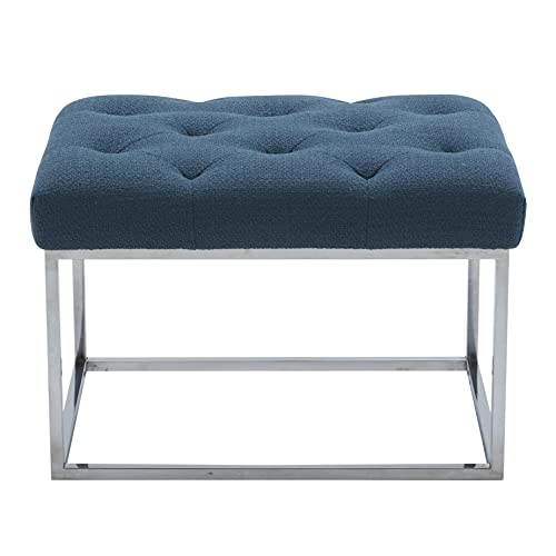 Amazon Brand – Rivet Mid-Century Modern Tufted Ottoman Stool with Metal Base, 26.8"W, Juniper