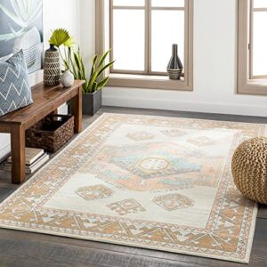 artistic weavers sokanon outdoor medallion area rug,5'3" x 7'3",ivory/saffron