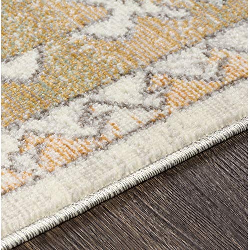 Artistic Weavers Sokanon Outdoor Medallion Area Rug,5'3" x 7'3",Ivory/Saffron