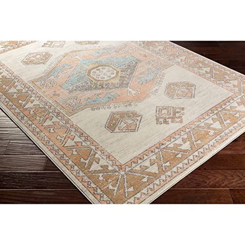 Artistic Weavers Sokanon Outdoor Medallion Area Rug,5'3" x 7'3",Ivory/Saffron