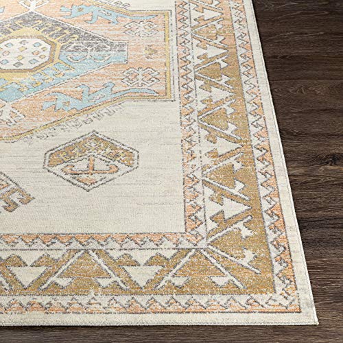 Artistic Weavers Sokanon Outdoor Medallion Area Rug,5'3" x 7'3",Ivory/Saffron