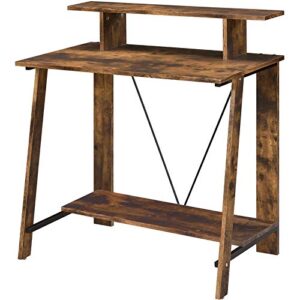 acme furniture nypho writing desk, rustic oak and black