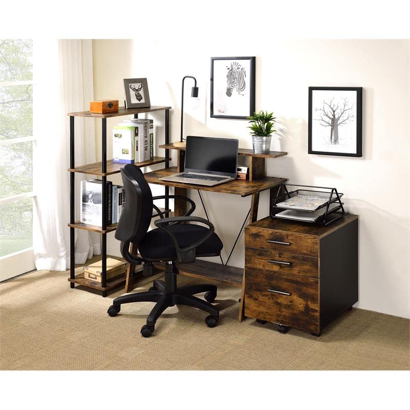 Acme Furniture Nypho Writing Desk, Rustic Oak and Black