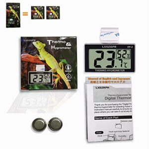 LXSZRPH Reptile Thermometer Hygrometer HD LCD Reptile Tank Digital Thermometer with Hook Temperature Humidity Meter Gauge for Reptile Tanks, Terrariums, Vivarium (2packs)