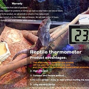 LXSZRPH Reptile Thermometer Hygrometer HD LCD Reptile Tank Digital Thermometer with Hook Temperature Humidity Meter Gauge for Reptile Tanks, Terrariums, Vivarium (2packs)