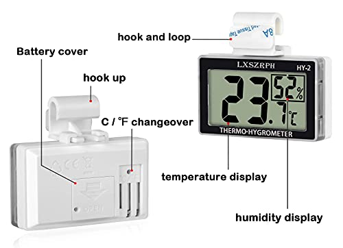 LXSZRPH Reptile Thermometer Hygrometer HD LCD Reptile Tank Digital Thermometer with Hook Temperature Humidity Meter Gauge for Reptile Tanks, Terrariums, Vivarium (2packs)