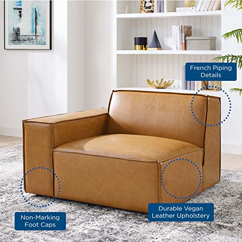 Modway Restore Vegan Leather Left-Arm Sectional Sofa Chair in Tan