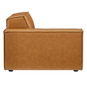 Modway Restore Vegan Leather Left-Arm Sectional Sofa Chair in Tan