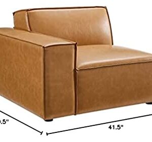 Modway Restore Vegan Leather Left-Arm Sectional Sofa Chair in Tan