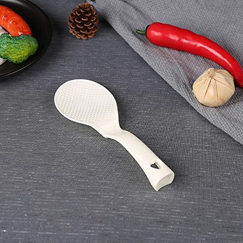 PZRT 1pcs Standing Rice Paddle and 1pcs Soup Spoons, Non-Stick Rice Spoon, Stand-up Serving Rice Spatula Household Kitchen Tools, White