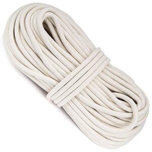 hozeon 3/8 inch x 164 feet natural cotton rope, white heavy duty clothesline cord craft knitting thread string wall hanging rope for plant mirror garden diy decoration hanger