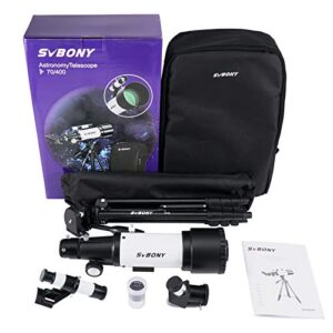 SVBONY SV501P Telescope for Kids Beginners Adults, Astronomical Refracting Telescope for Gift Moon Planets, 70mm Aperture 400mm AZ Mount, Astronomical Telescope, with Tripod and Backpack