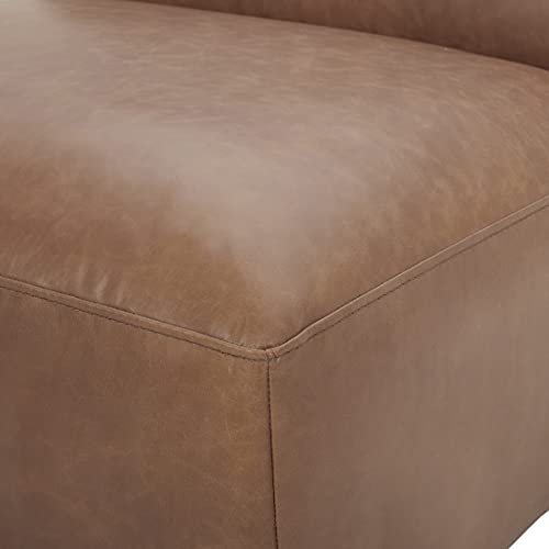 Amazon Brand – Rivet Modern Armless Living Room Lounge Chair, 35.4"W, Cognac Brown Leather